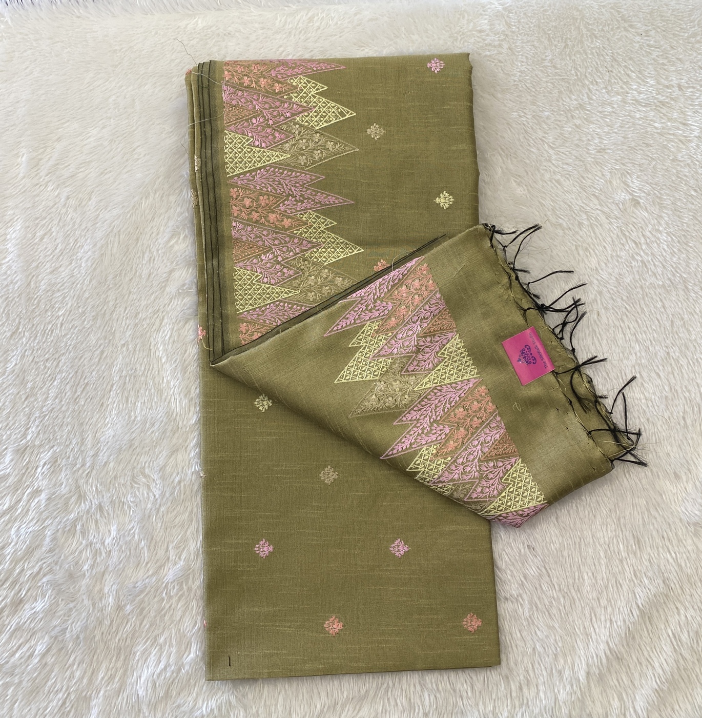 LISA - THE SEMI RAW SILK SAREES WITH MOUNTAIN PEAK BORDER 16787