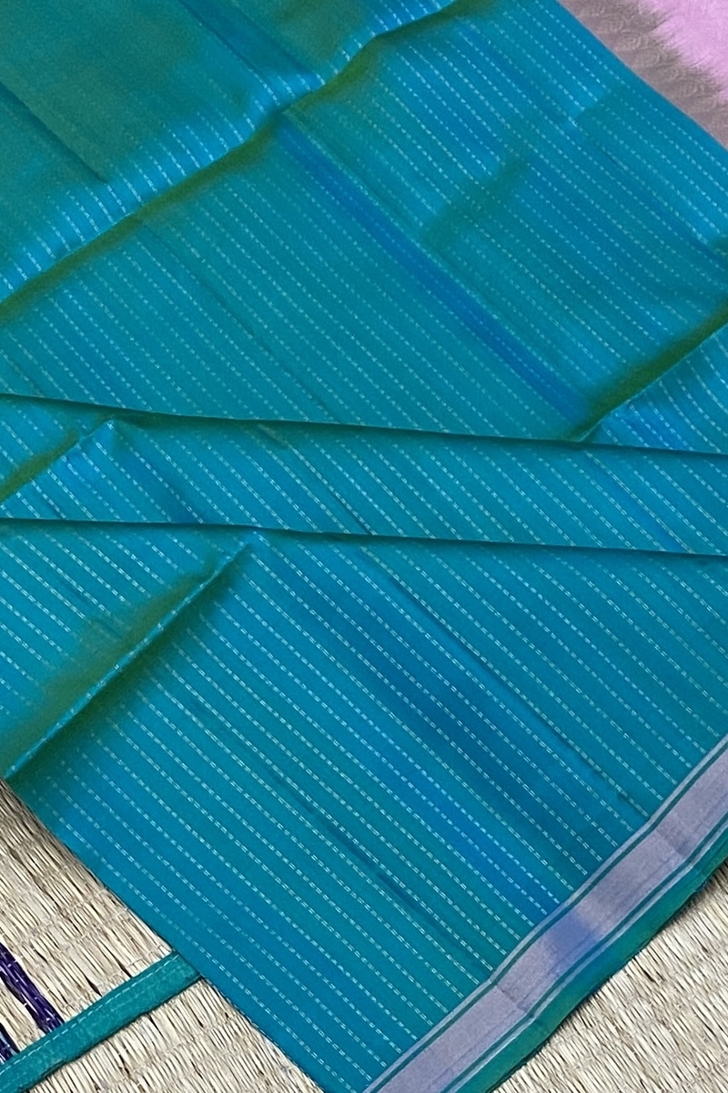 Pure Kanchi Soft Silk Saree with Motifs, Simple Gap Border & Elegant Pallu