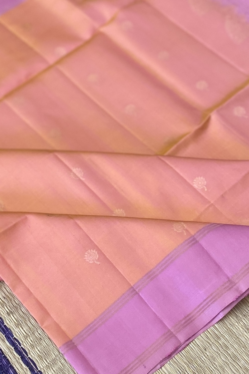 Pure Kanchi Soft Silk Saree with Motifs, Simple Gap Border & Elegant Pallu