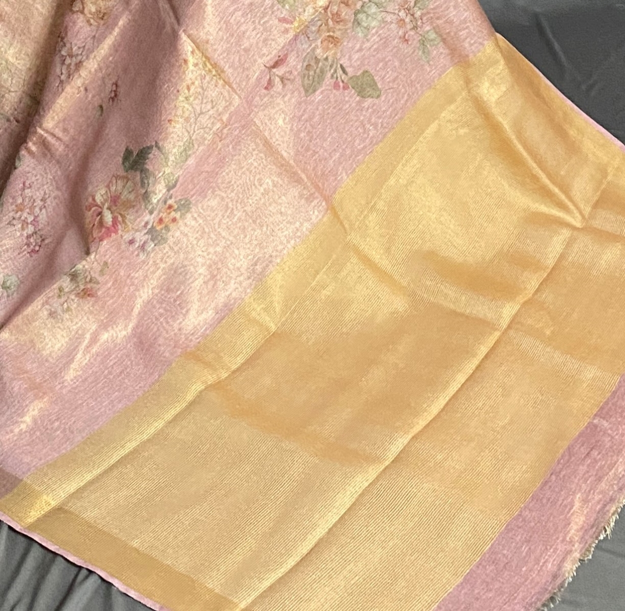 Buy Linen Tissue Saree in Floral Print for Subtle Elegance | The Silk ...