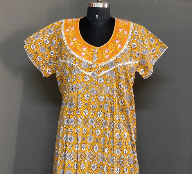 Buy Printed Cotton Nighty for Daily Wear – The Silk Walk Studio