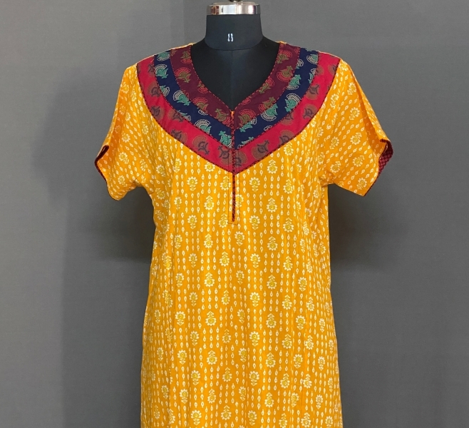 Buy Printed Cotton Nighty for Daily Comfort – The Silk Walk Studio