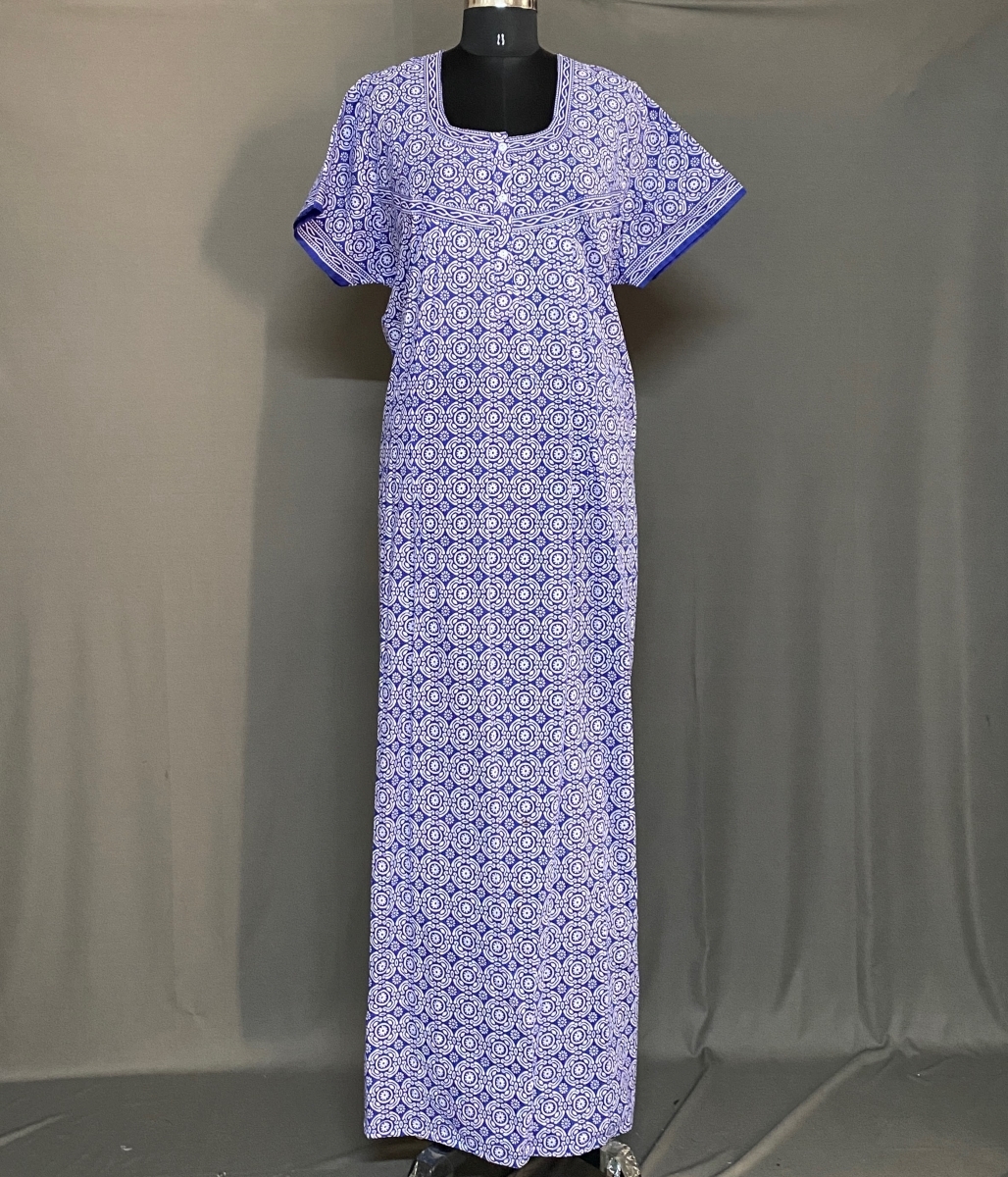Buy Cotton Printed Feeding Nighty with 2 Side Zips – The Silk Walk Studio